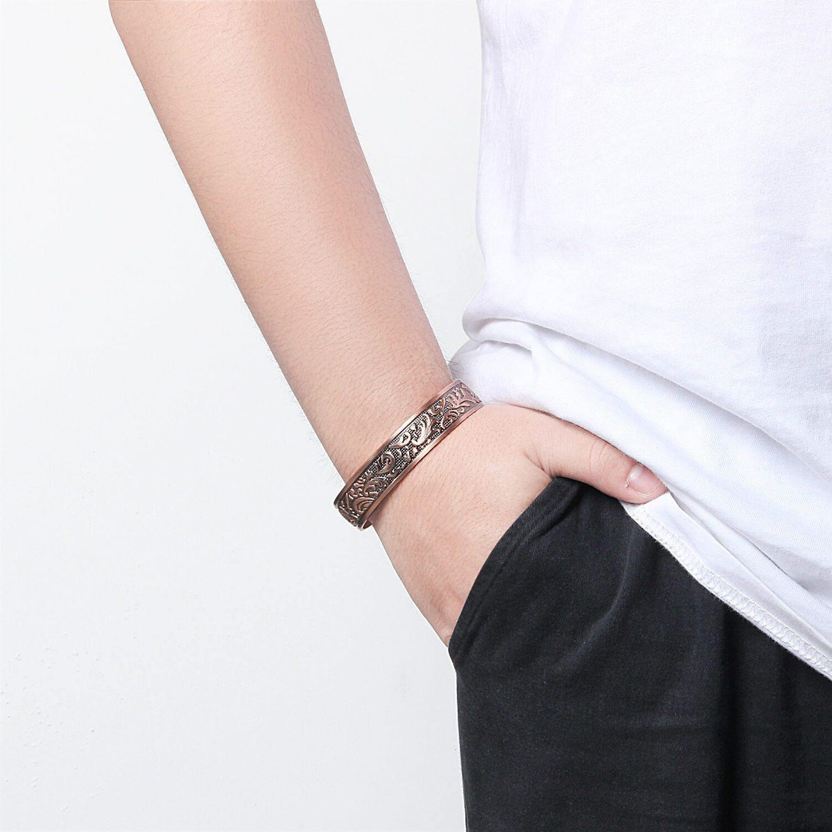 Gents Two Tone Copper Magnetic Bangle | Gauss Therapy